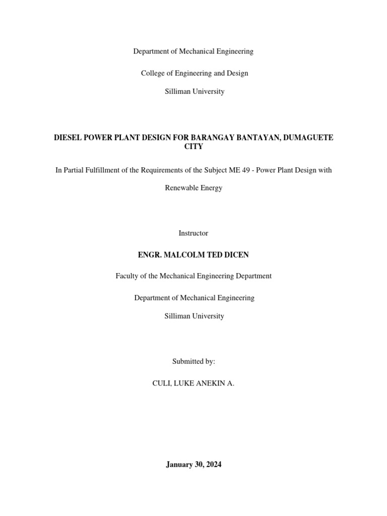 Powerr Plant Cover Page | PDF | Power Station | Diesel Engine