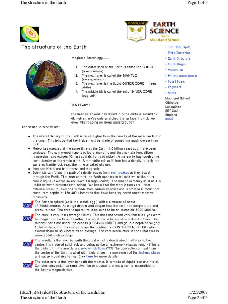 Layers of Earth's Structure Explained | PDF | Science & Mathematics