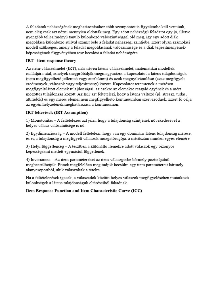IRT Method | PDF