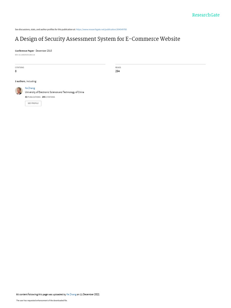 A Design of Security Assessment System For E-Commerce Website | PDF ...