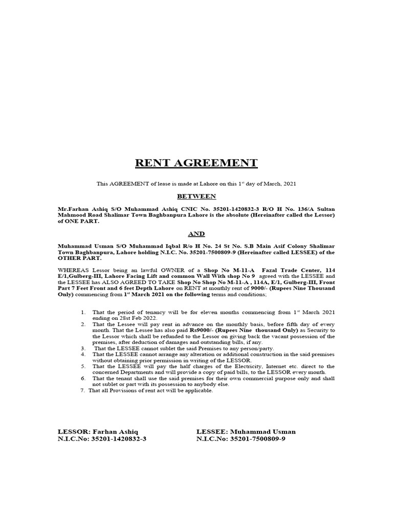 Rent Deed | PDF | Lease | Urban
