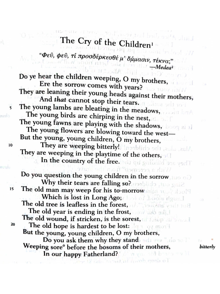 E B Browning_the cry of the children | PDF