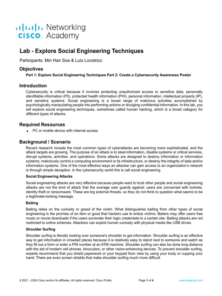 Social Engineering Techniques Lab Guide | PDF | Phishing | Social ...