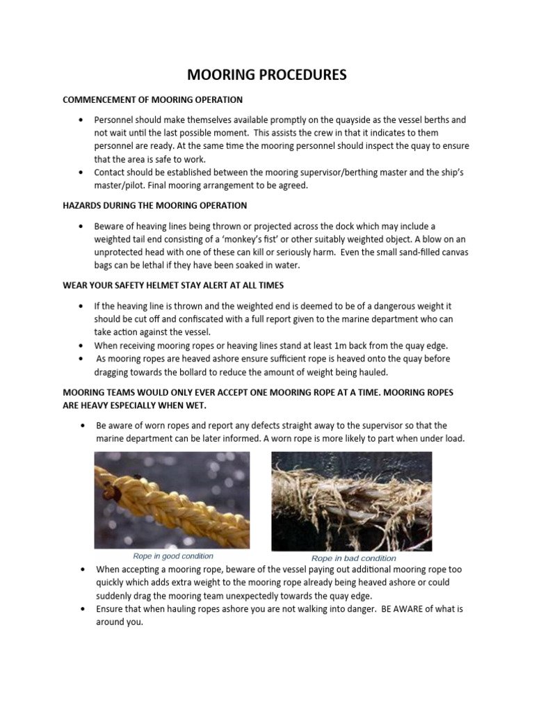 Mooring | PDF | Rope | Water Transport