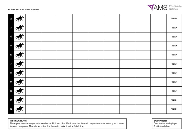 Horse Race Two Dice Game | PDF