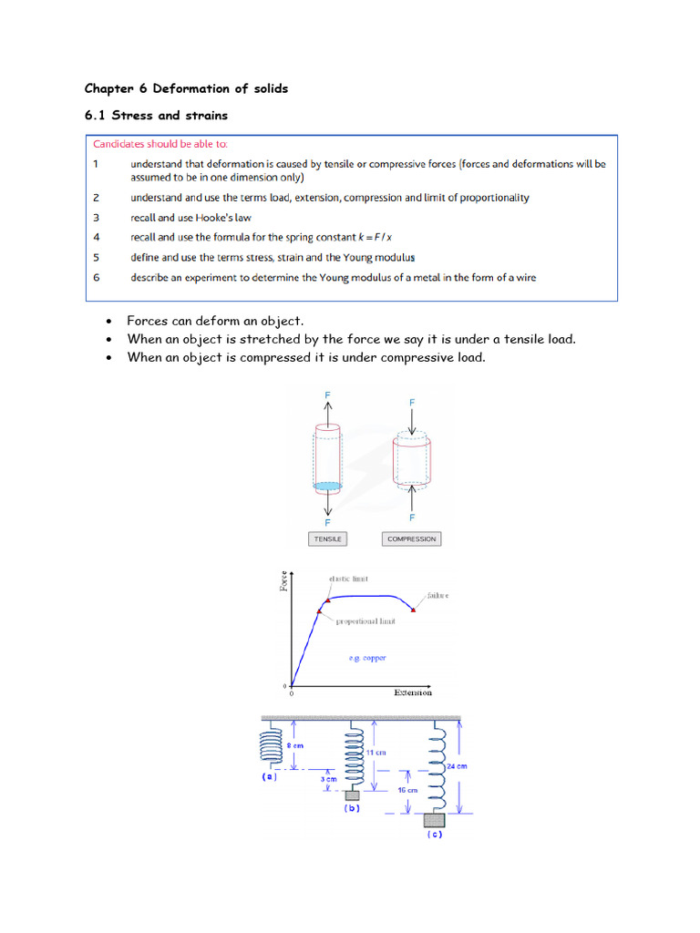 Chapter 6 Deformation of Solids | PDF | Deformation (Engineering) | Elasticity (Physics)