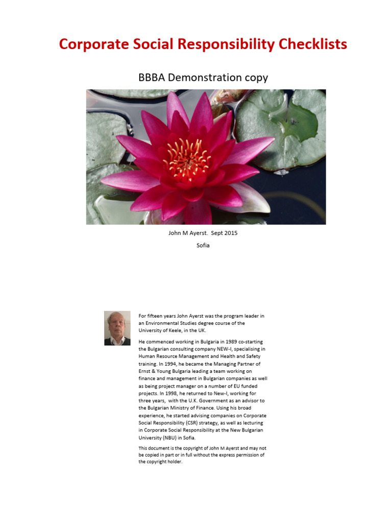 CSR Checklist | PDF | Corporate Social Responsibility | Risk