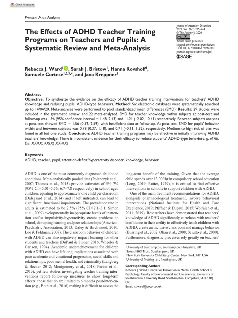 The Effects of Adhd Teacher Training Programs | PDF | Attention Deficit ...