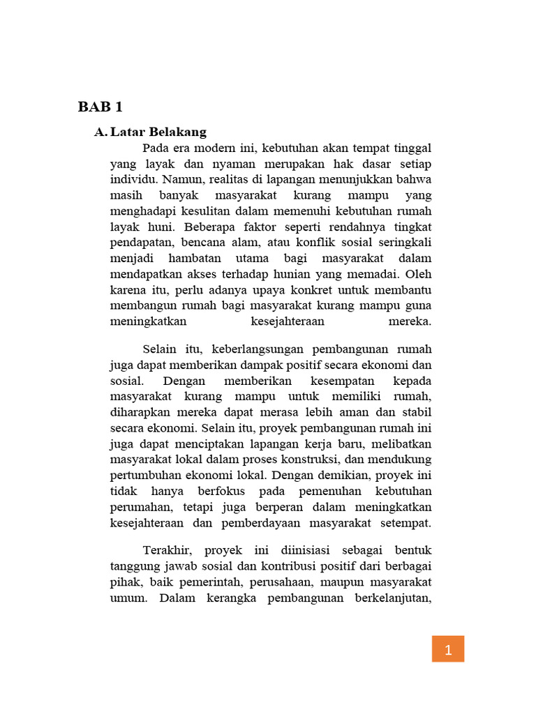 Proposal Proyek Pembangunan Rumah Untuk Masyarakat Miskin | PDF
