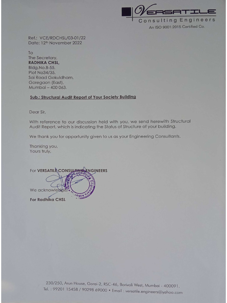 Structural Audit Report 22-10-2022 | PDF