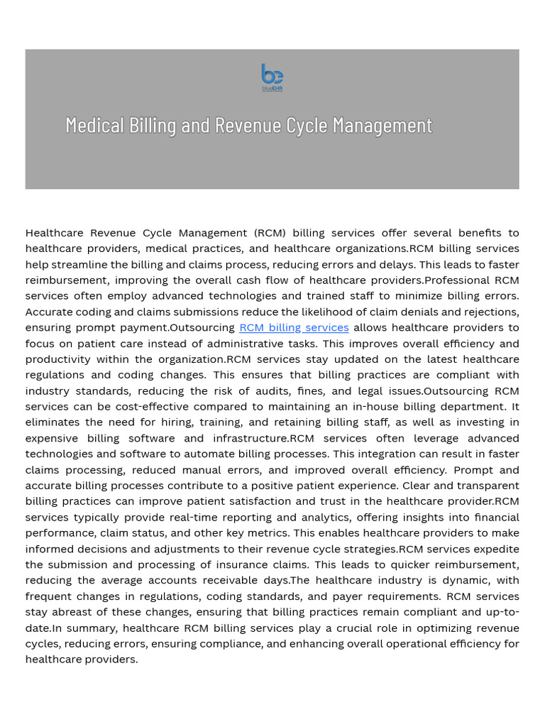 Optimizing Healthcare Revenue Cycle Management | PDF | Economies ...