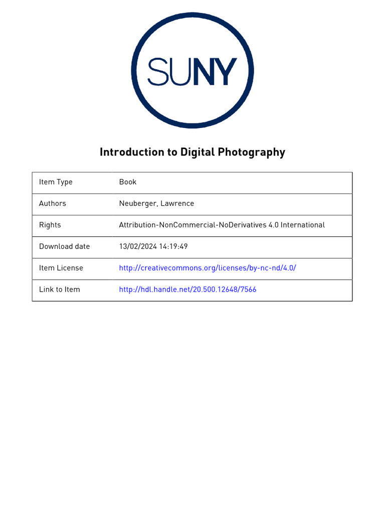 Introduction to Digital Photography Basics | PDF | Exposure ...