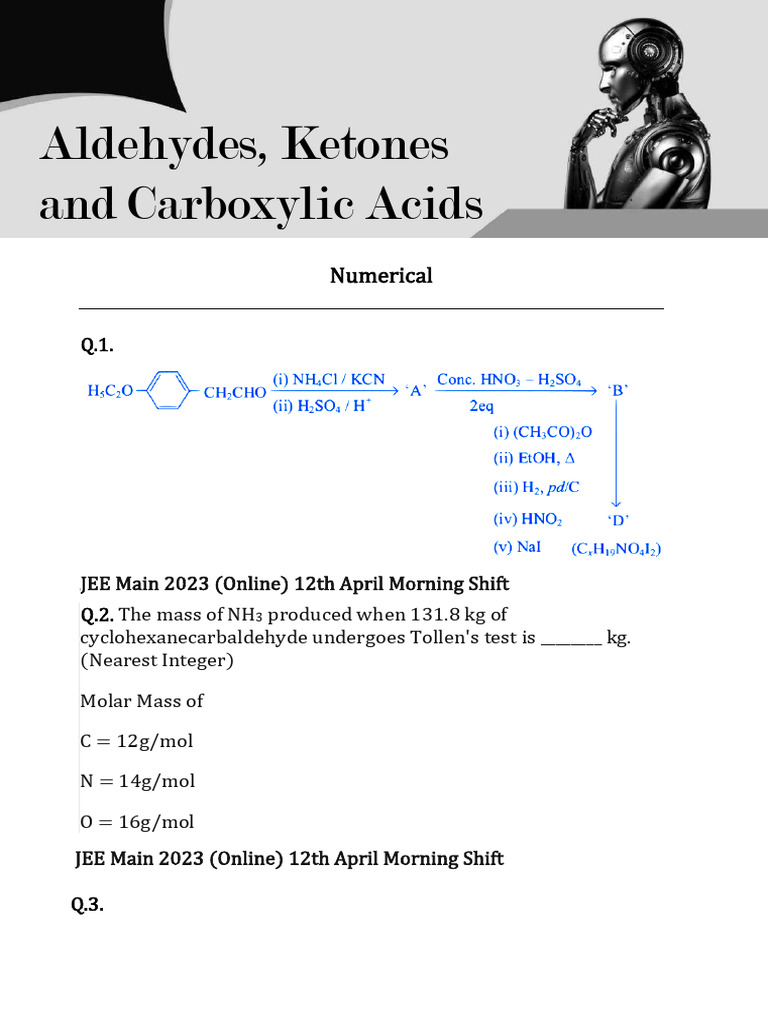 Aldehyde, Ketone Jee 5 Years MCQ | PDF | Aldehyde | Ester