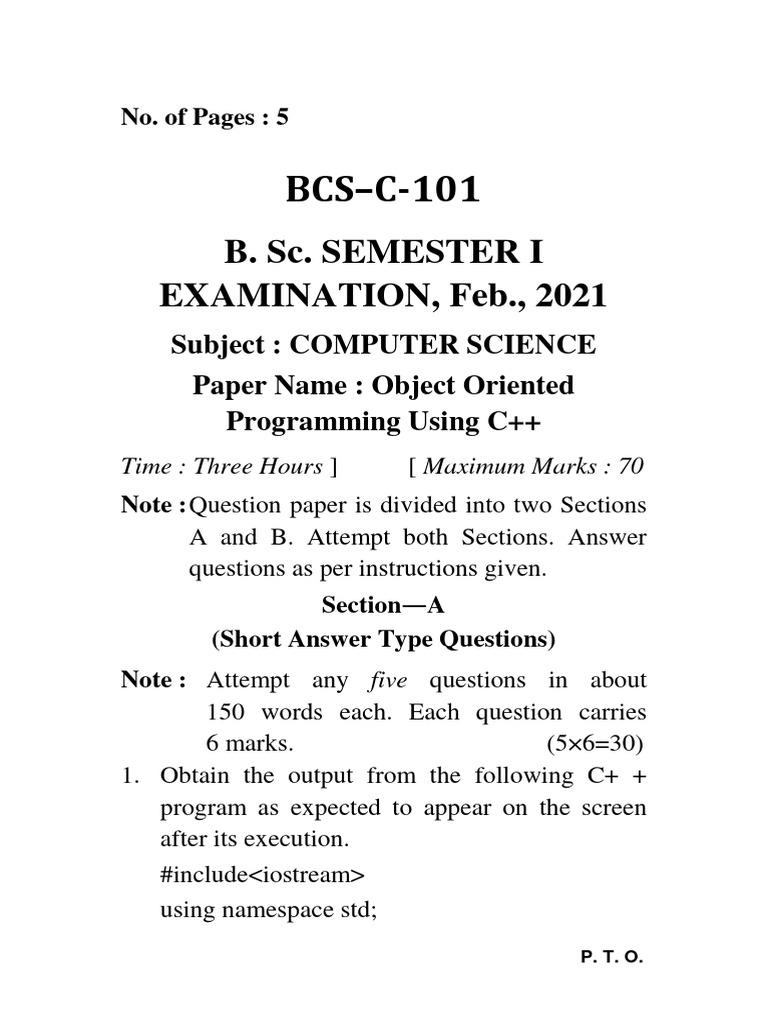 BCS C 101 | PDF | C++ | Computer Program