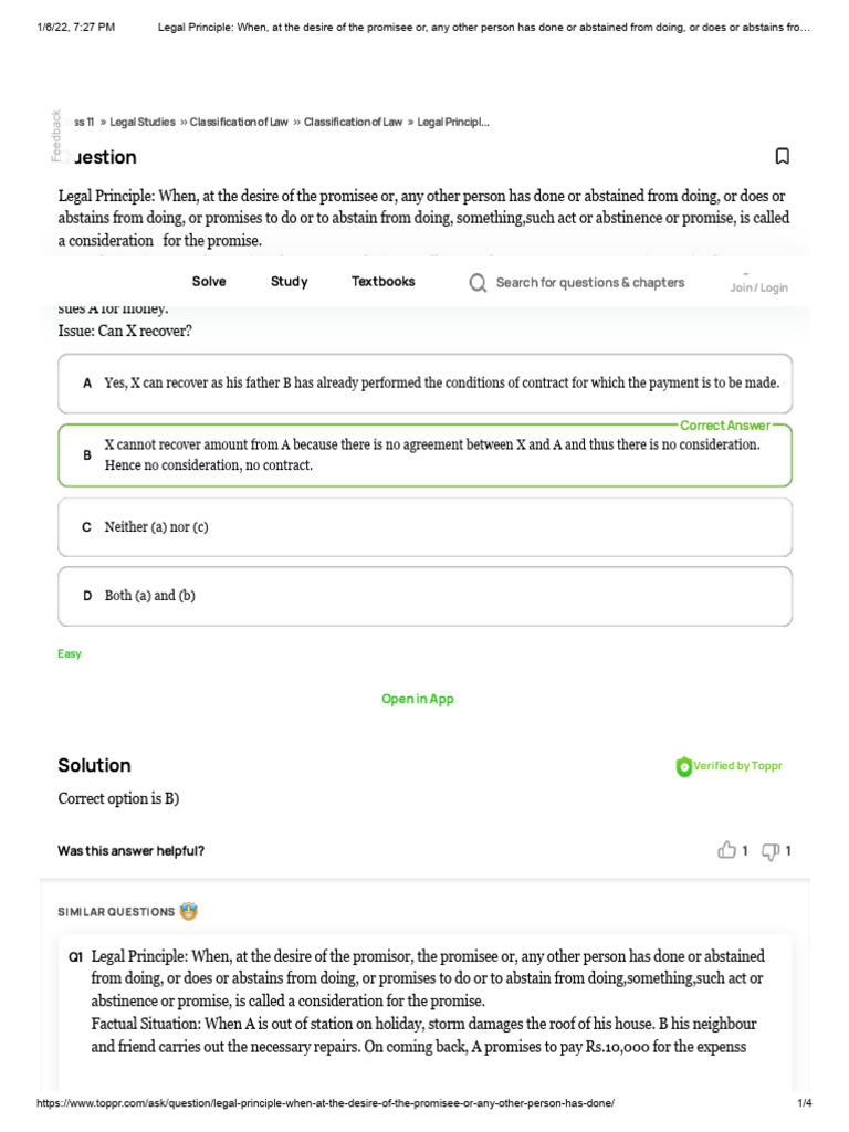 Legal Principle_ When, At the Desire of the Promisee or, Any Other ...