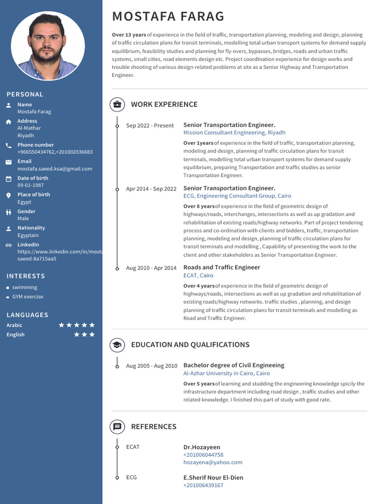 CV Mostafa Farag 1 | PDF | Road | United Arab Emirates