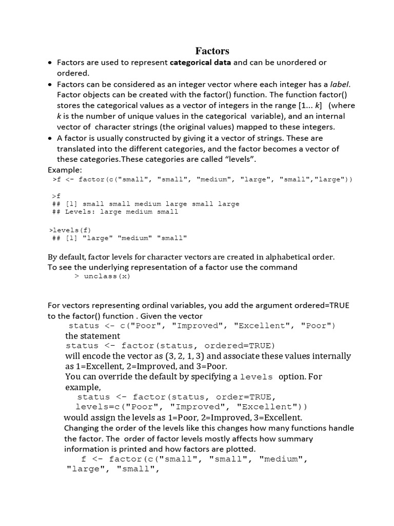 Lab4-Factors & DataFrames | PDF | Categorical Variable | Function (Mathematics)