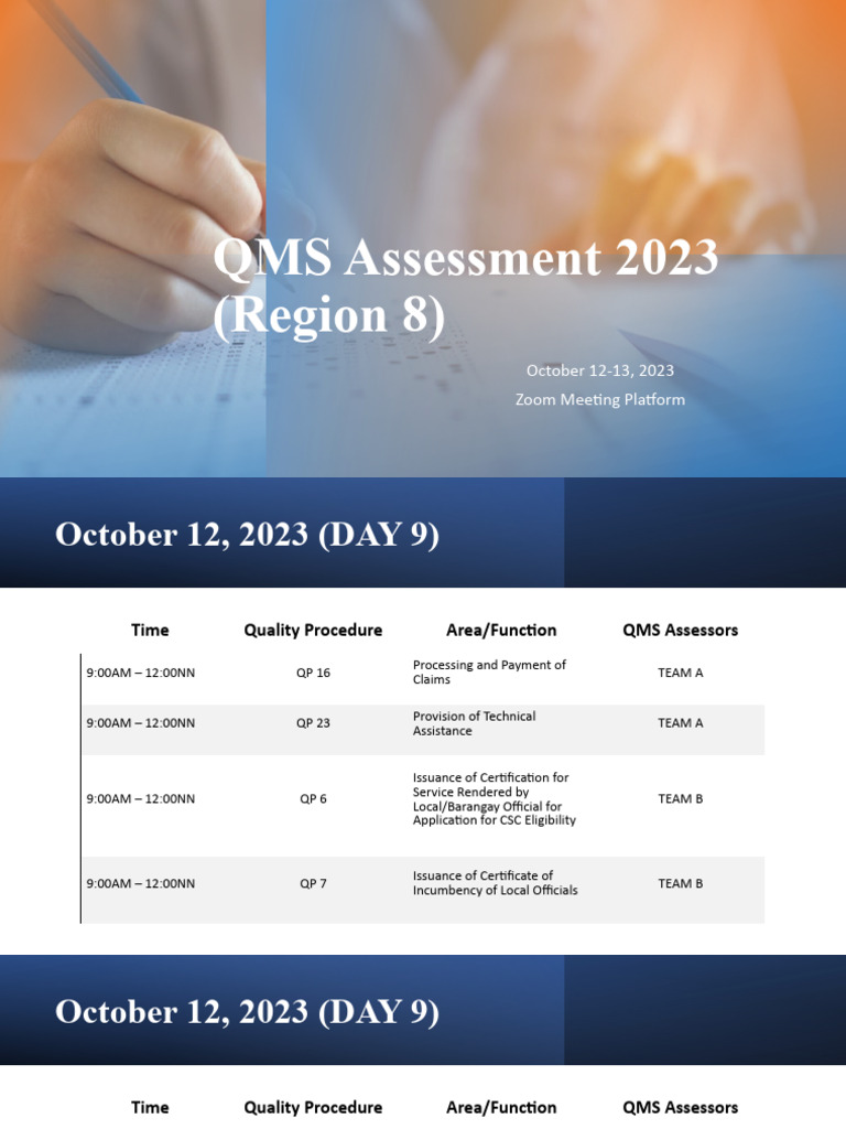 QMS Assessment 2023 | PDF | Business | Government