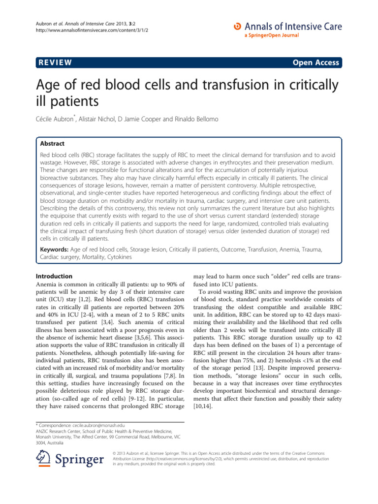 RBC Age and Transfusion Risks in ICU | PDF | Blood Transfusion | Red ...