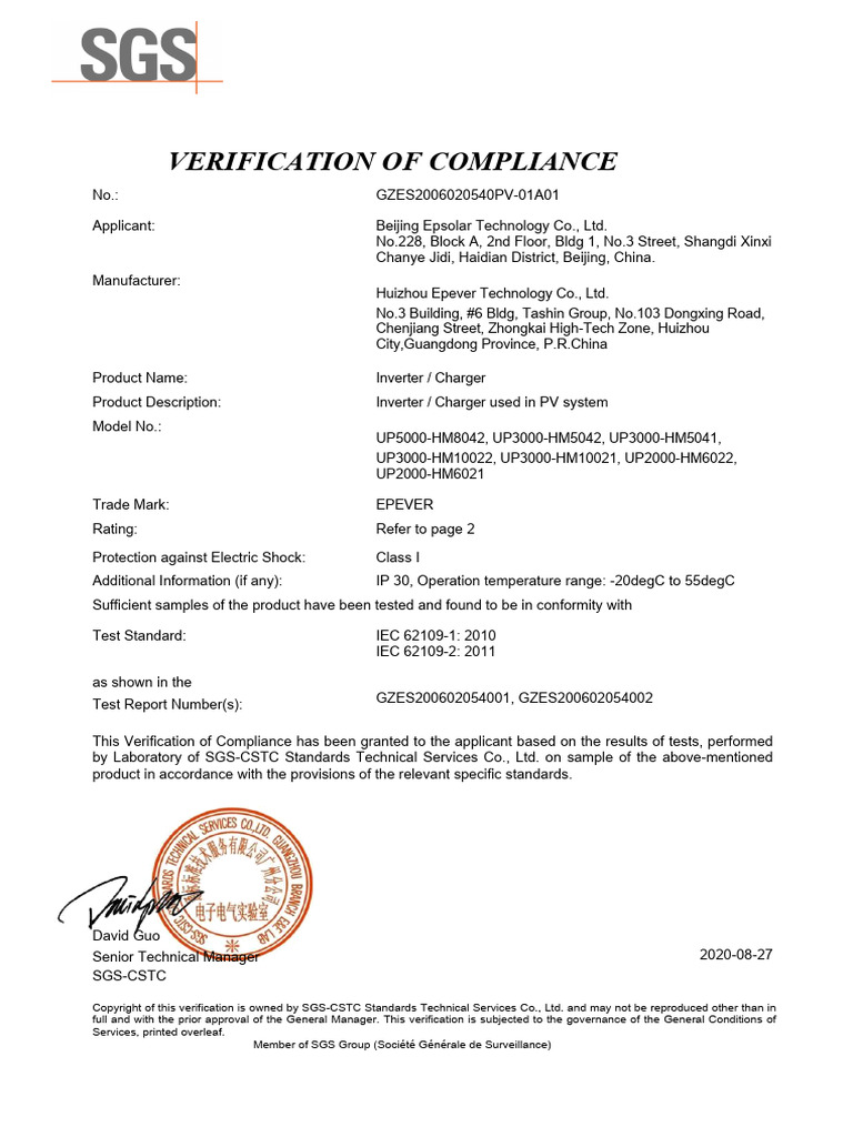 Certificado Iec 62109 Up3000-Hm8041 | Download Free PDF | Electrical ...