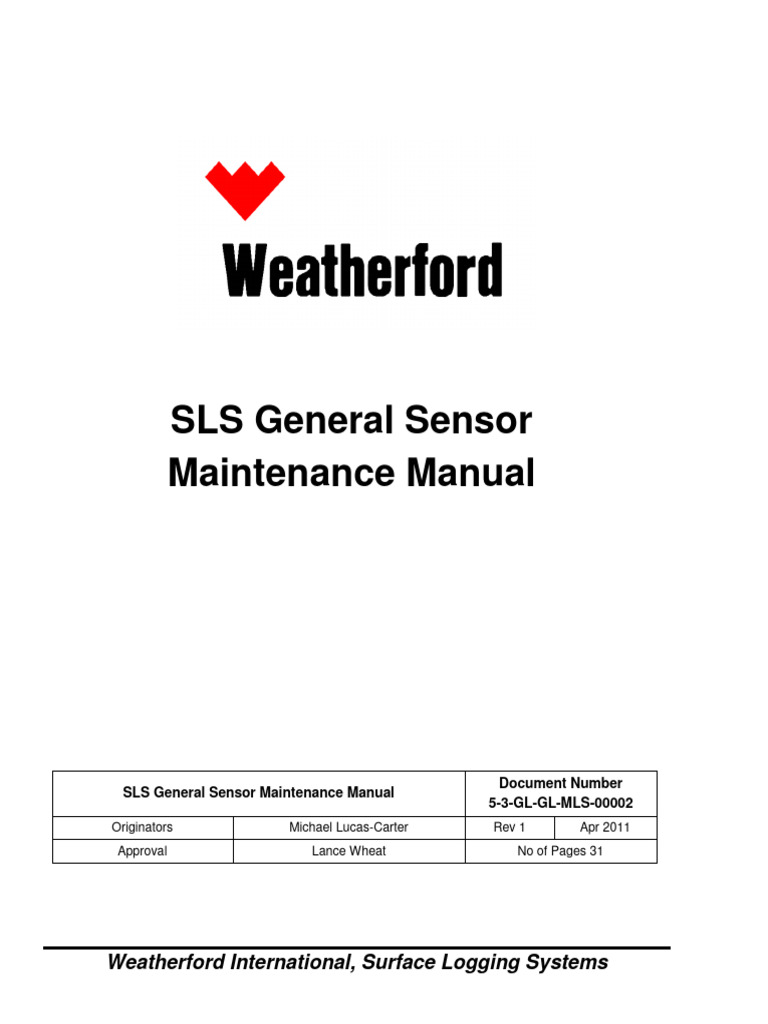 SLS General Sensor Maintenance Manual | PDF | Electrical Connector | Anchor