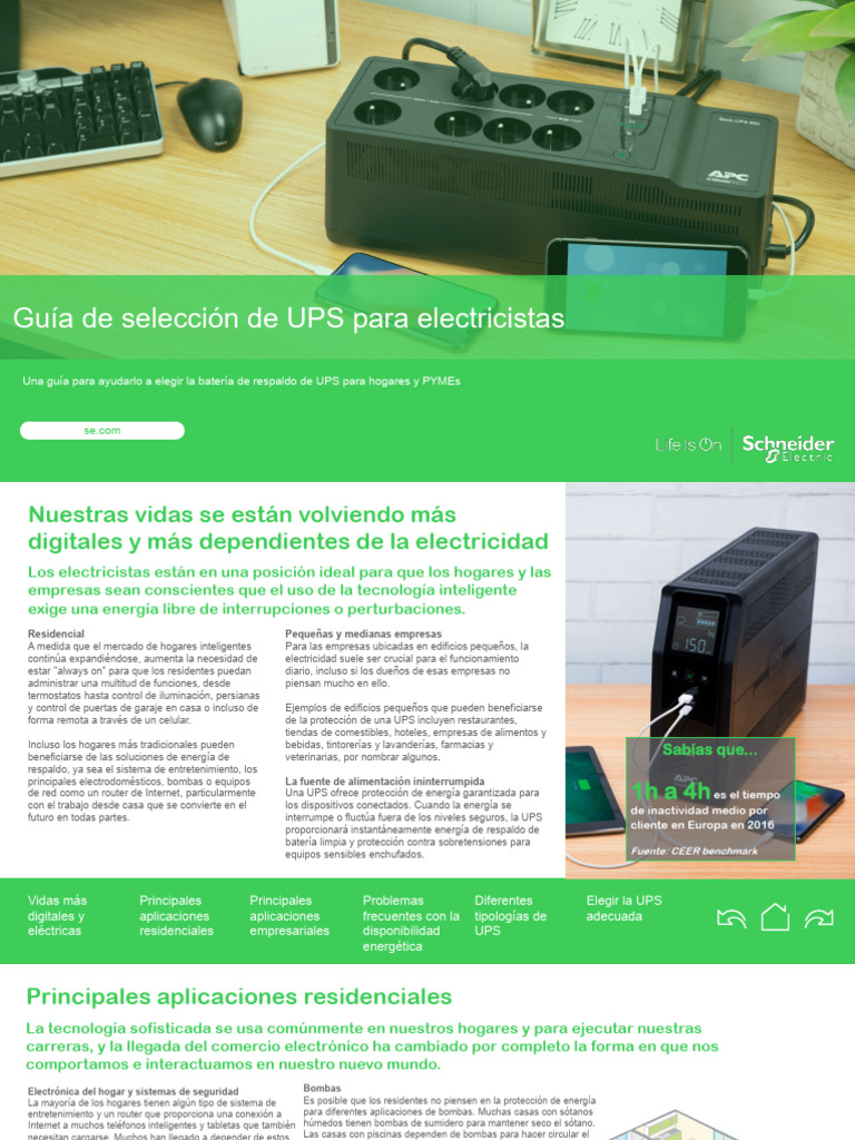 Guía para elegir UPS en hogares y PYMEs | PDF | Ingenieria Eléctrica ...