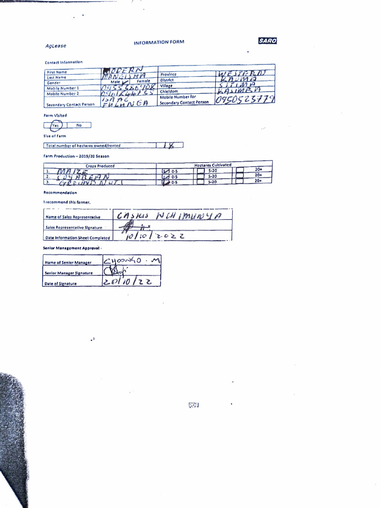 Agricultural Lease Application Form | PDF | Private Law | Business