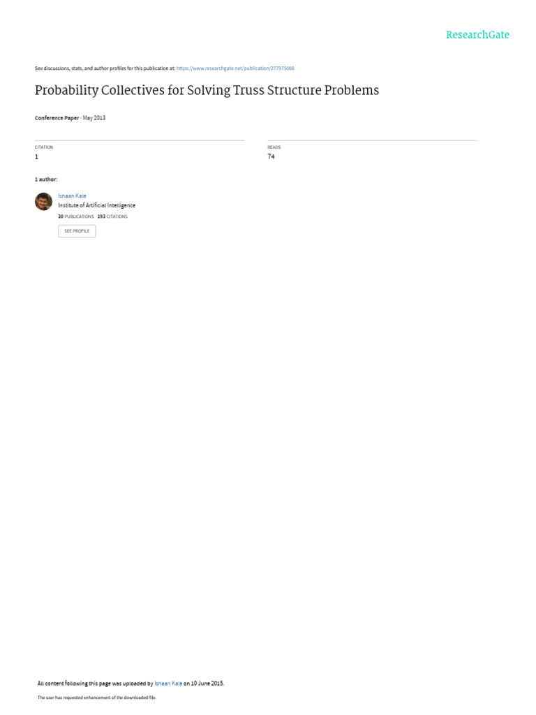 AJK IRK TKProbabilityCollectivesforSolvingTrussStructureProblems 1 | PDF | Mathematical ...