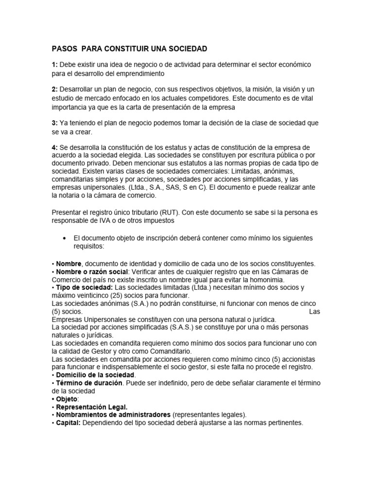 Foro. Pasos para Constituir Una Sociedad | PDF | Economias | Business