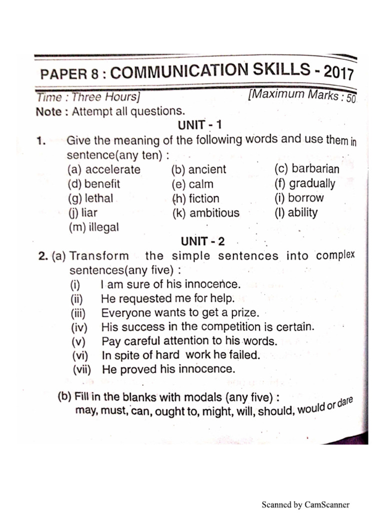 MasterProgramming - in - Communication Skills Question Paper 2017 | PDF