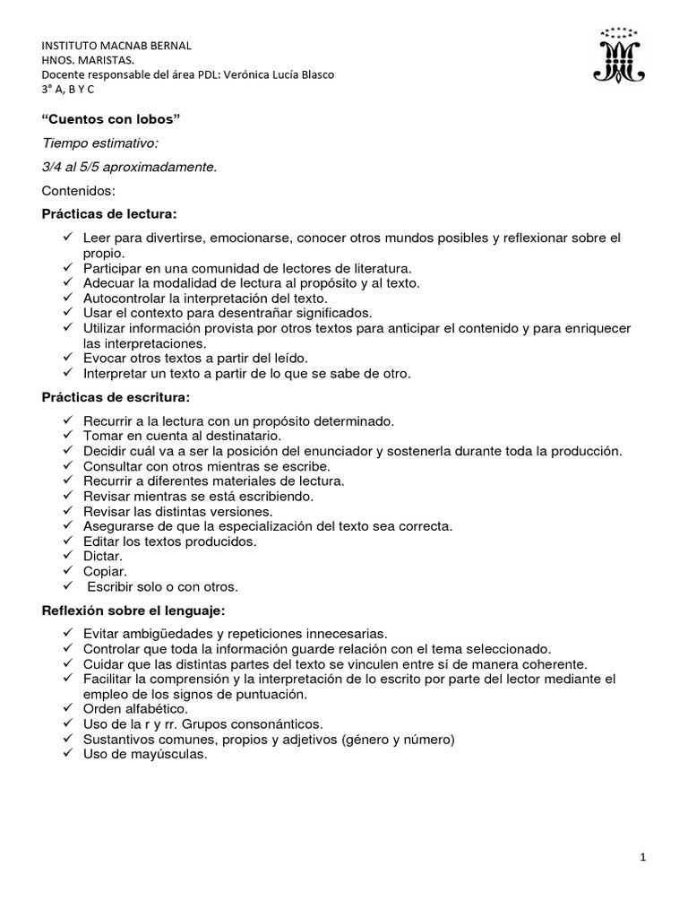 1.proyecto Cuentos Con Lobos | PDF | Caperucita Roja | Comunicación escrita
