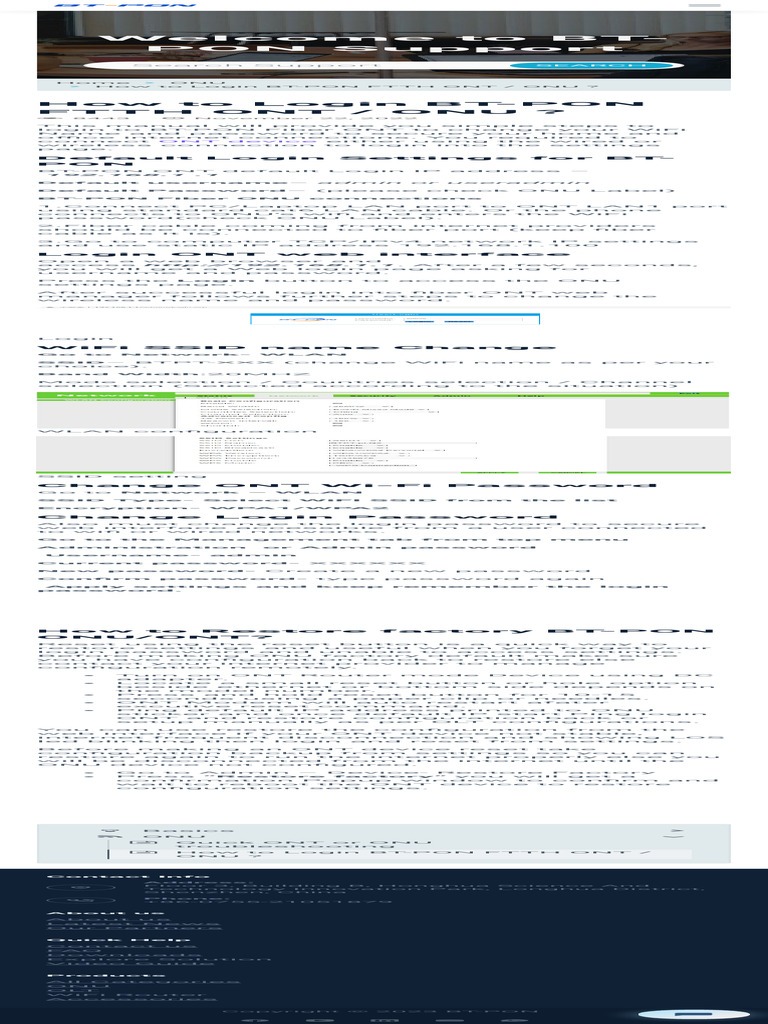 How To Login Bt-Pon FTTH Ont Onu Bt-Pon | PDF | Wireless Lan | Wi Fi