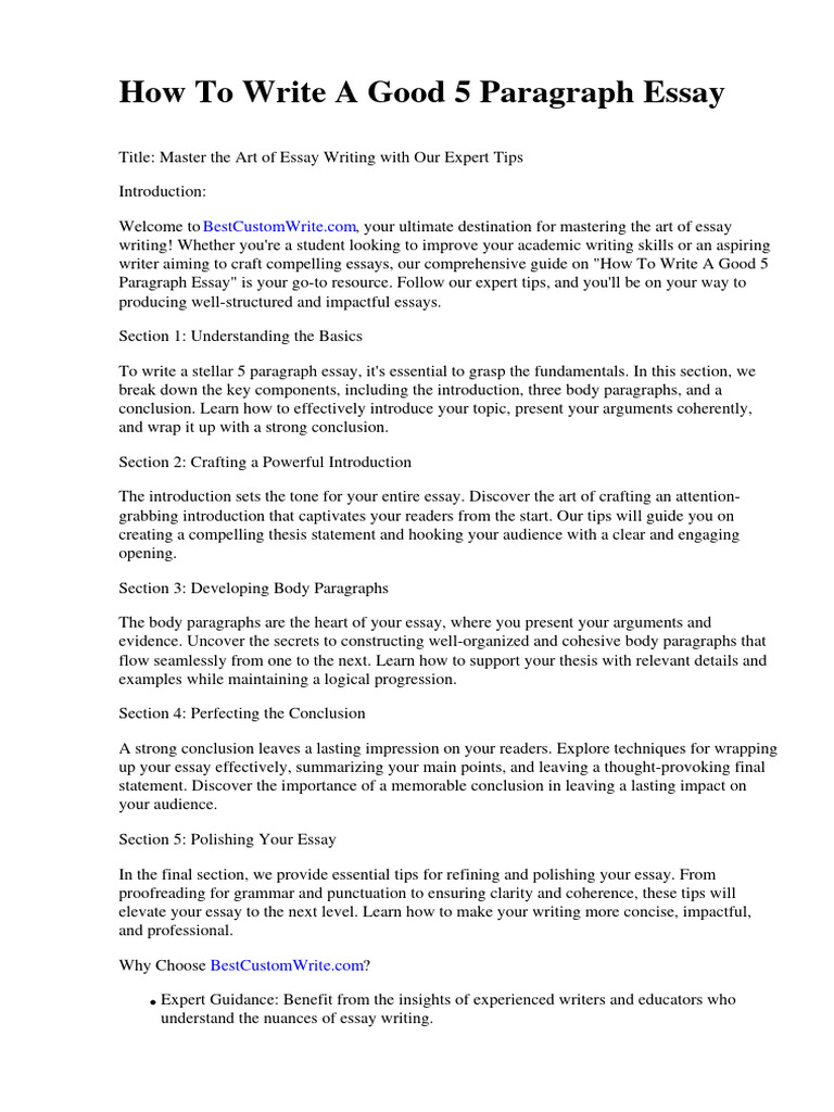 How To Write A Good 5 Paragraph Essay | PDF | Essays | Human Communication
