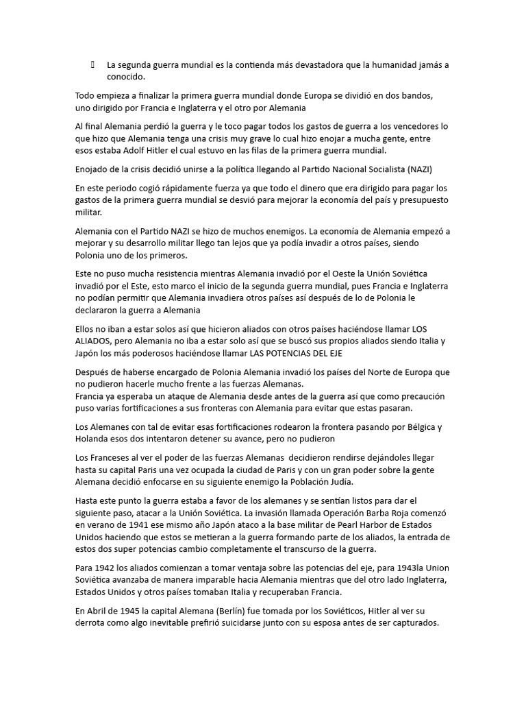 HISTORIA SEGUNDA GUERRA MUNDIAL | PDF | Alemania nazi | Aliados de la ...