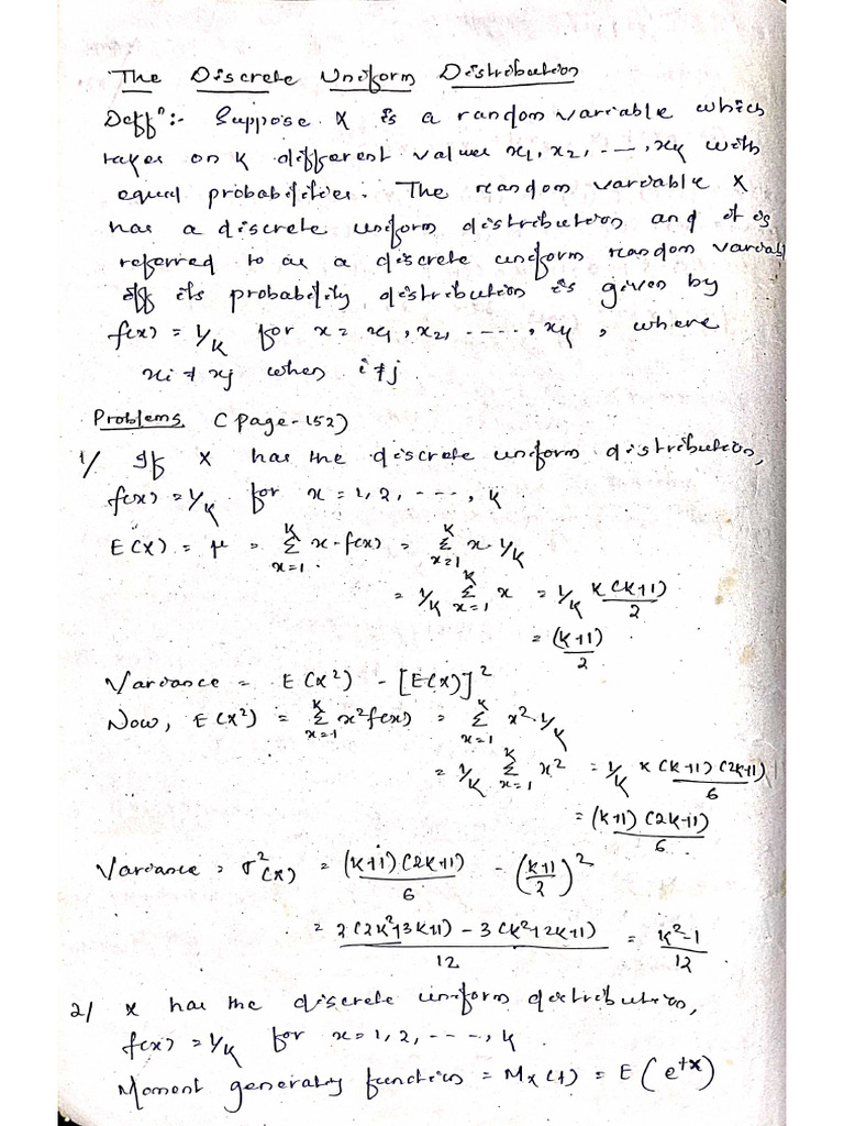 Special Probability Distribution Pdf