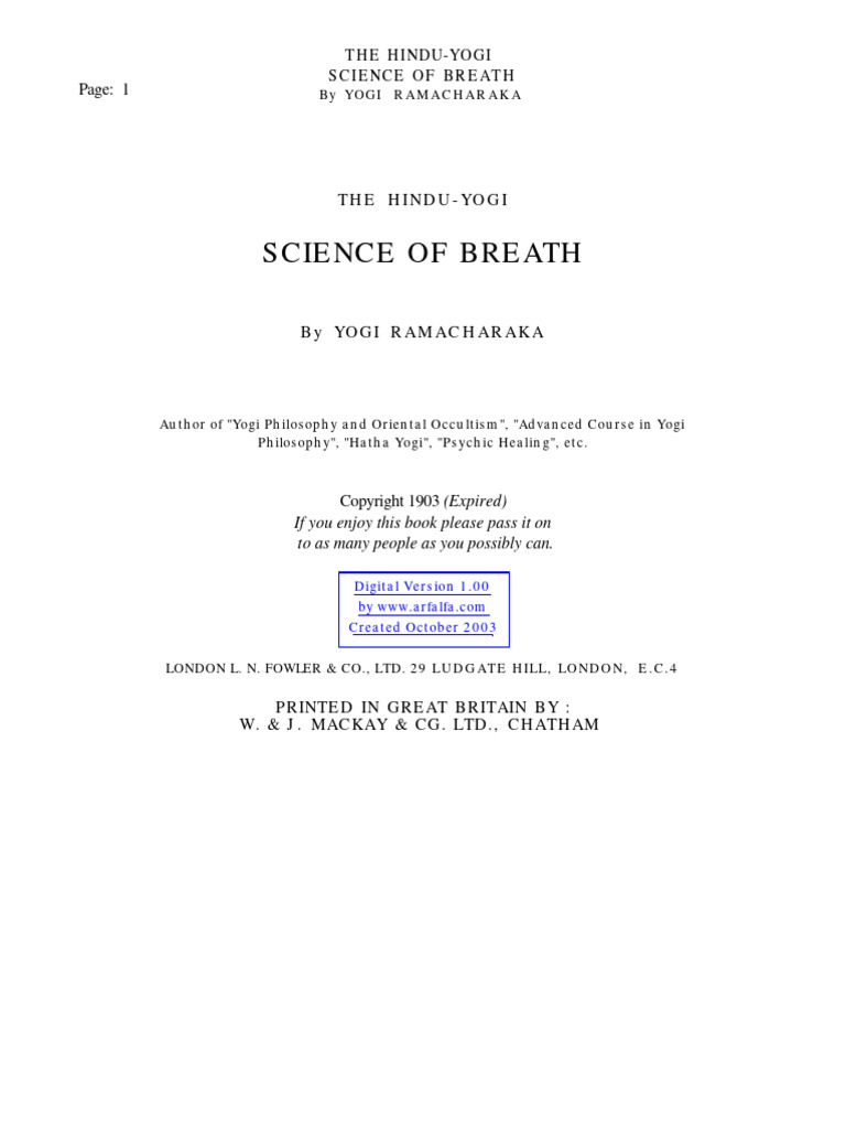 Science of Breath by Yogi Ramacharaka | PDF | Lung | Vertebral Column