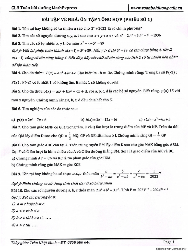 (Vietnam) Math Sheet For 7th Grade | PDF
