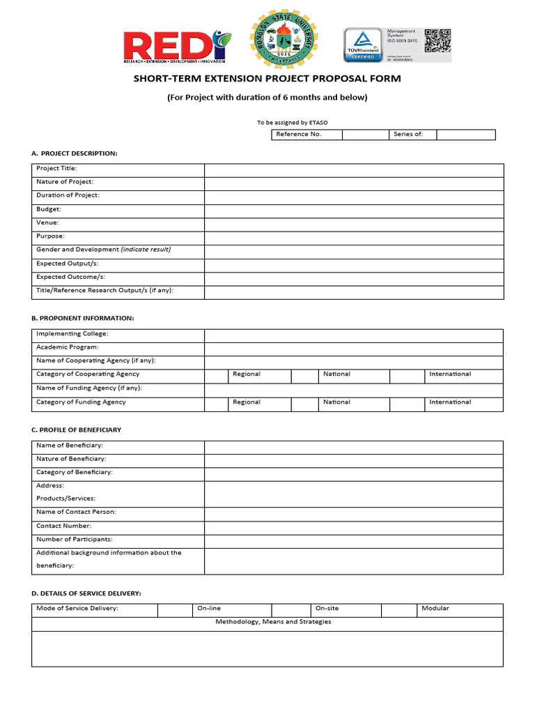 Short-Term Project Proposal Form | PDF