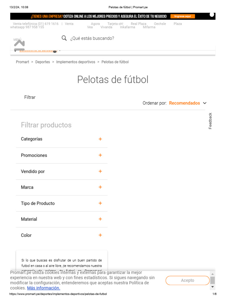 Pelotas de Fútbol - Promart - Pe | PDF | Cookie HTTP