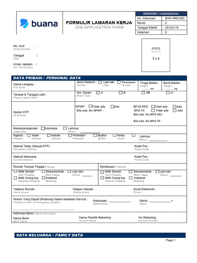 BVK-HRD-003 - Application Form | PDF