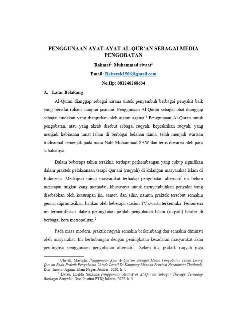 Al-Qur'an sebagai Media Pengobatan Efektif | PDF