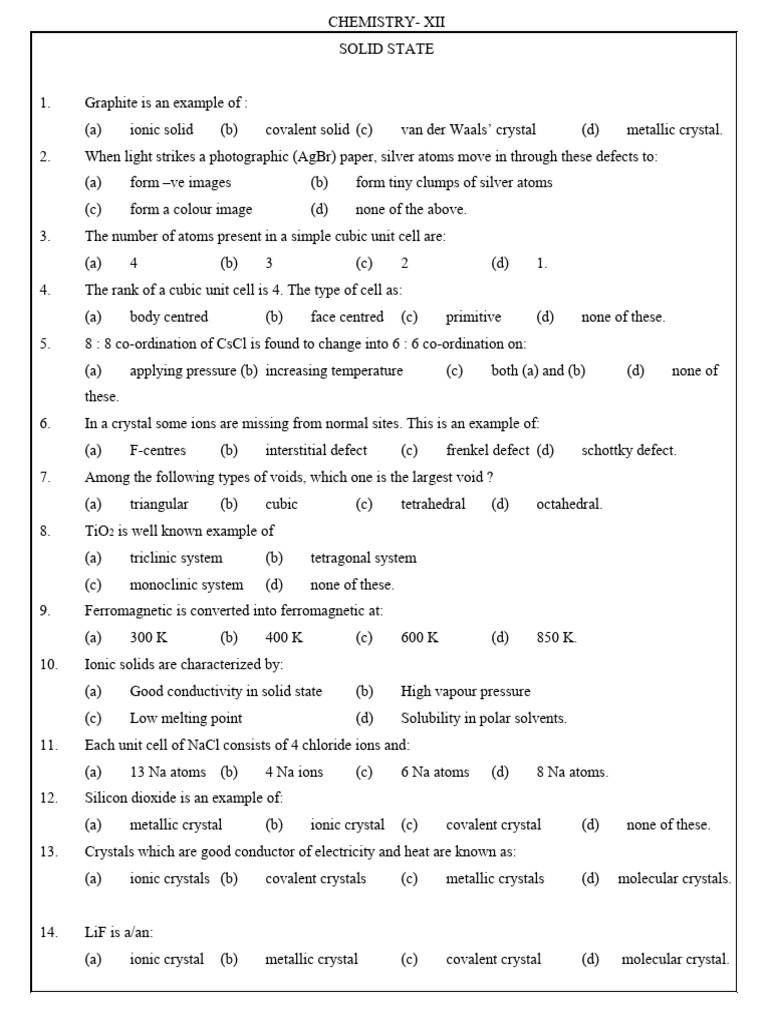 MCQ | PDF | Ionic Bonding | Crystal Structure