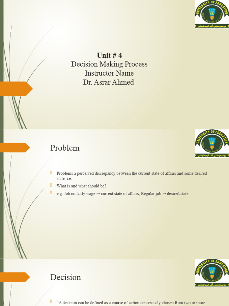 Unit 4 POM CS-1st | PDF | Decision Making | Choice
