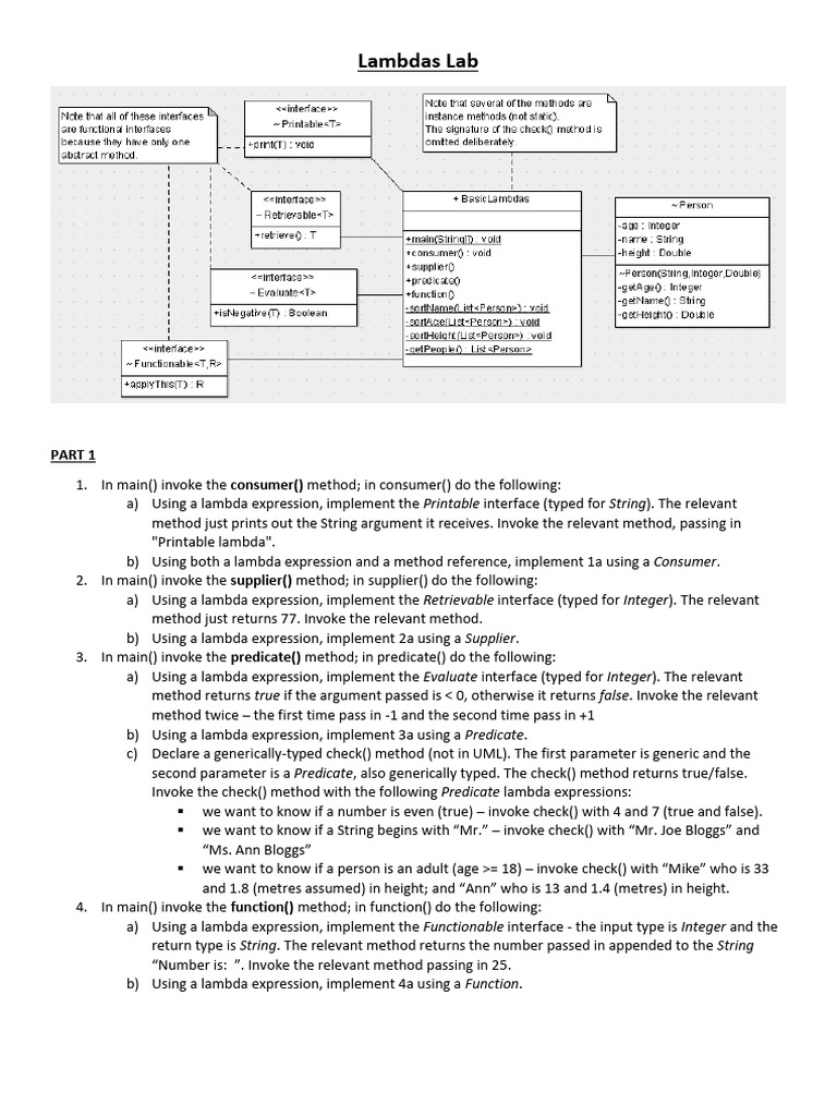Lambdas Lab | PDF | Method (Computer Programming) | Anonymous Function Lambdas Lab | PDF | Method (Computer Programming) | Anonymous Function