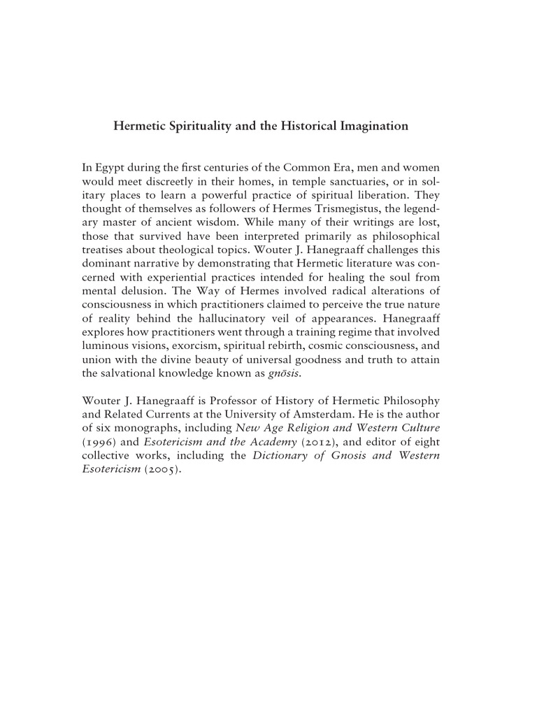 Hermetic Spirituality and The Historical Imagination | Download Free ...