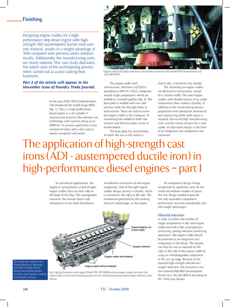 ADI in Large Diesel Engines Part 1 | PDF | Heat Treating | Industrial ...