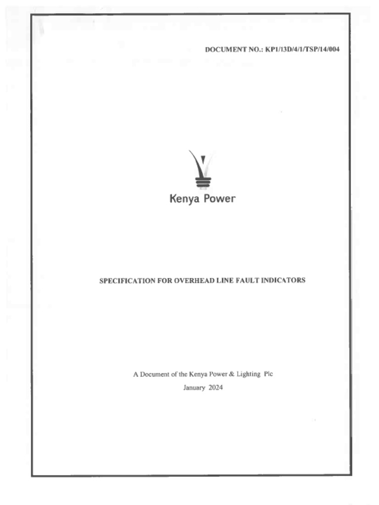 KP1-13D-4-1-TSP-14-004 - Specification For Overhead Line Fault ... KP1-13D-4-1-TSP-14-004 - Specification For Overhead Line Fault ...