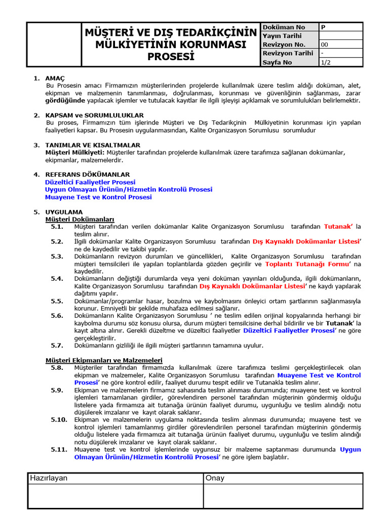 Musteri Mulkiyetinin Korunmasi Prosesi | PDF