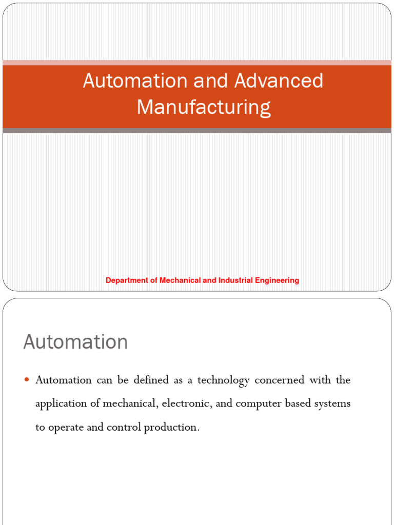 Automation and Advanced Manufacturing Slides Revised | PDF | Automation ...