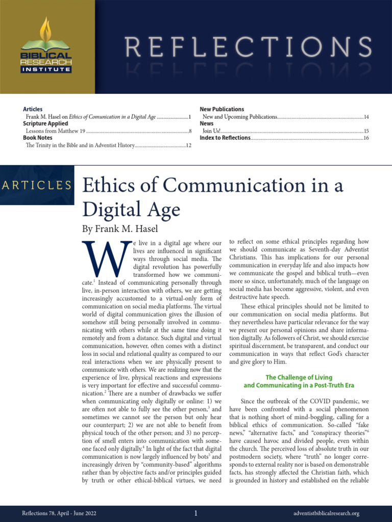 Ethics of Communication in A Digital Age | PDF | Humility | Truth